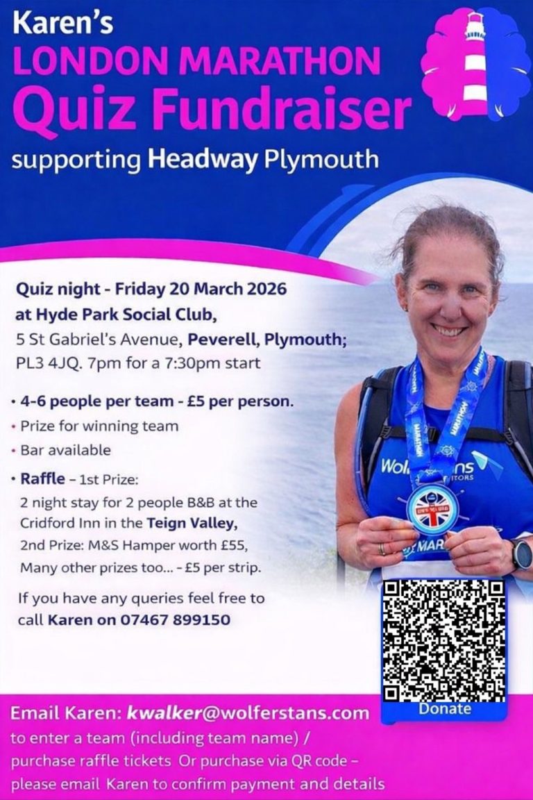 Karen’s London Marathon Fundraiser Quiz – Headway Plymouth